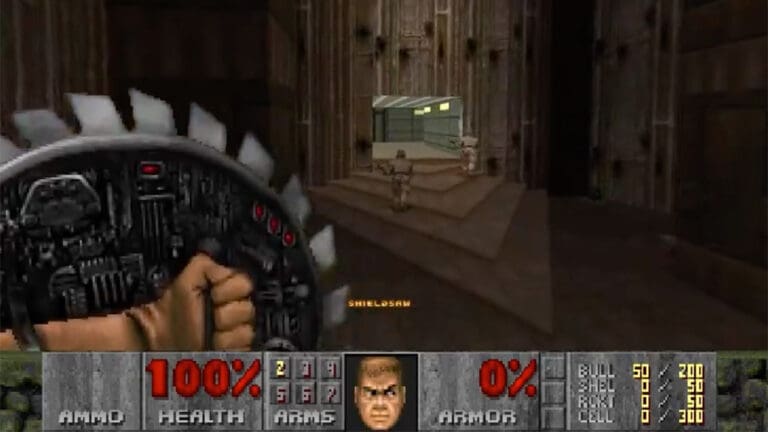 Unleash Destruction with the Playable Shield Saw Mod for Original DOOM